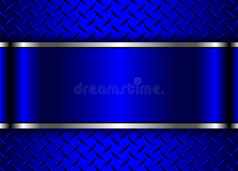 Blue Metallic 3d Background with Banner in the Center and Diamond Plate ...