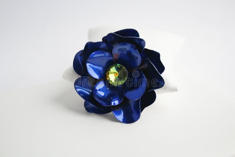 Blue Metallic Flower Yellow Crystal Brooch Stock Image - Image of ...