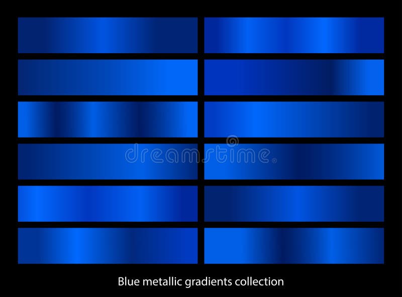 Blue Metallic Gradient Template Set Stock Vector - Illustration of ...