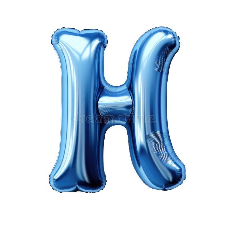 Blue Metallic H Alphabet Balloon Realistic 3D on White Background Stock ...