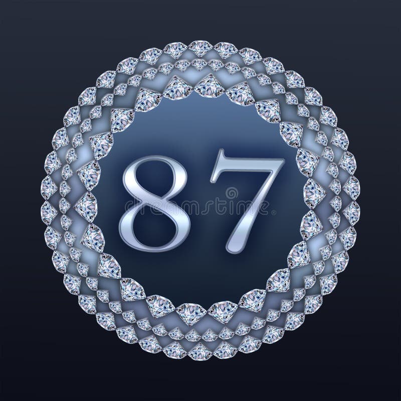 A Blue Metallic Number "87" is Centered on a Dark Gradient Background ...