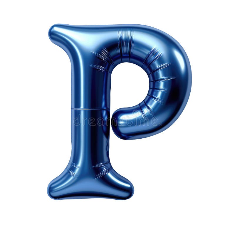 Blue Metallic P Alphabet Balloon Realistic 3D on White Background Stock ...