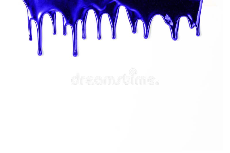 Blue Metallic, Paint Leaking, Dripping Down Over White Background ...