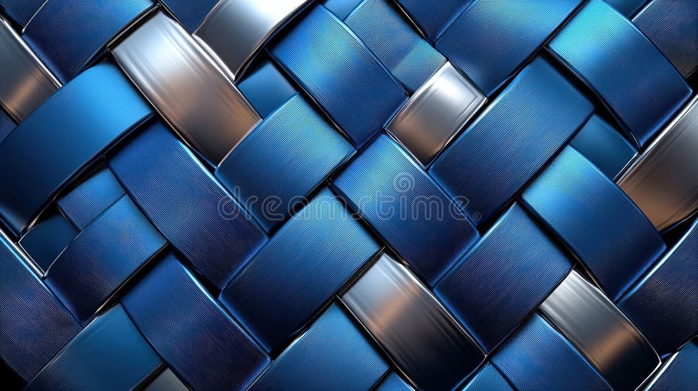 Blue Metallic Pattern of Interwoven Strips with a Reflective Surface ...