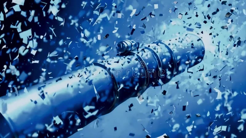 Blue Metallic Pipe with Particles Exploding Stock Video - Video of ...