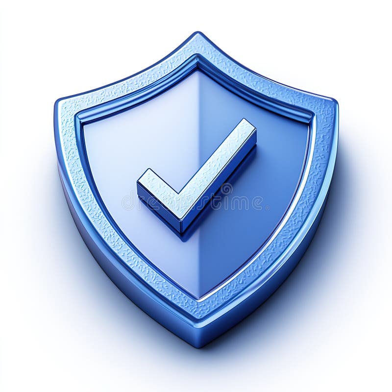 A Blue Metallic Shield with a Prominent Check Mark, Signifying Security ...