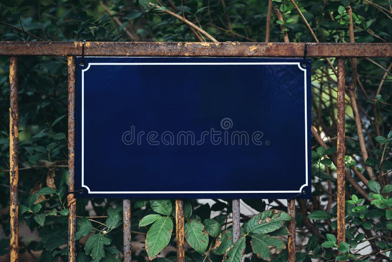 Blue Metallic Street Name Plate Mockup Stock Image - Image of urban ...
