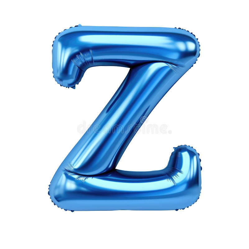 Blue Metallic Z Alphabet Balloon Realistic 3D on White Background Stock ...