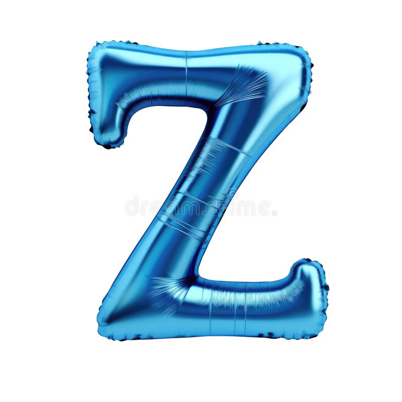Blue Metallic Z Alphabet Balloon Realistic 3D on White Background Stock ...