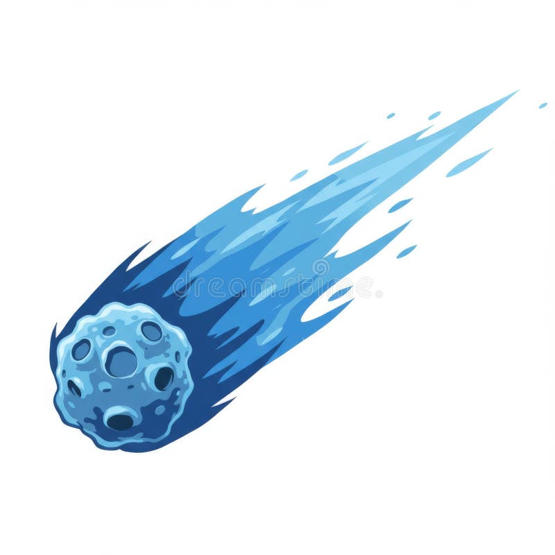 Blue Meteor with Fiery Tail in Space Stock Illustration - Illustration ...