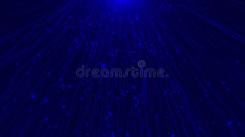 Blue Meteor Shower Wavy Particles Falling with Sparkling Particles ...