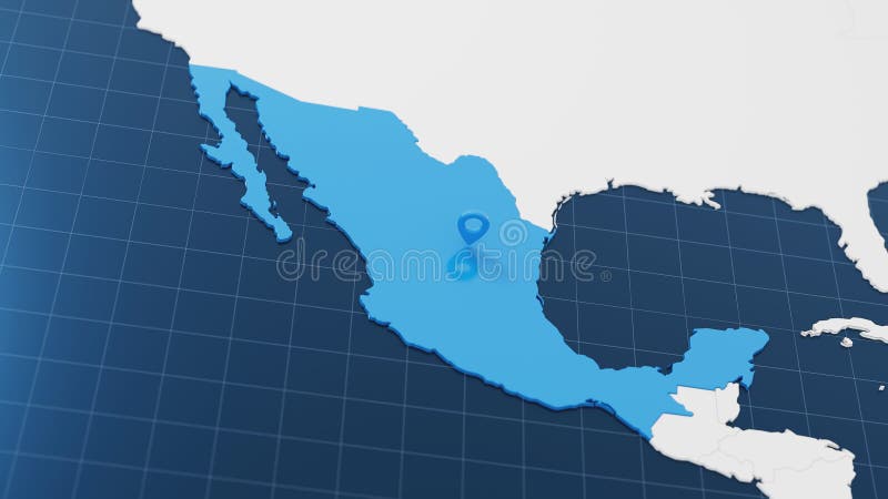 Blue Mexico 3d Map with Pointer Pin Surrounded with Other Countries in ...