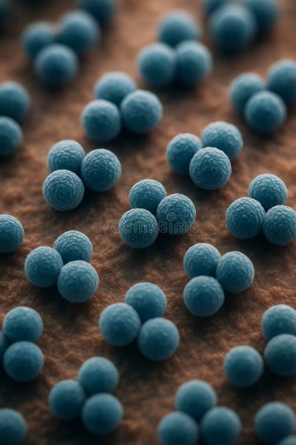 Blue Microbe Clusters on Organic Surface Stock Illustration ...