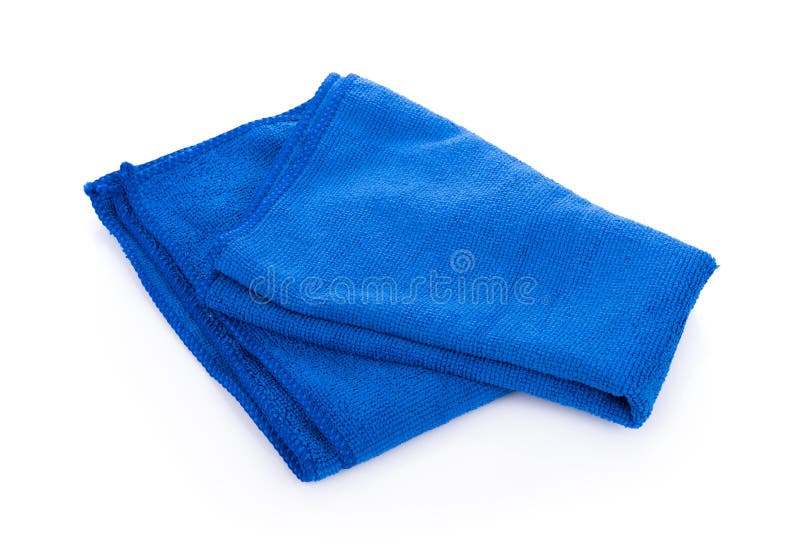 Blue Microfiber Cloth on White Background Stock Image - Image of hand ...