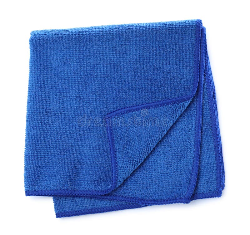 Blue Microfiber Cloth Isolated on White, Top View Stock Image - Image ...