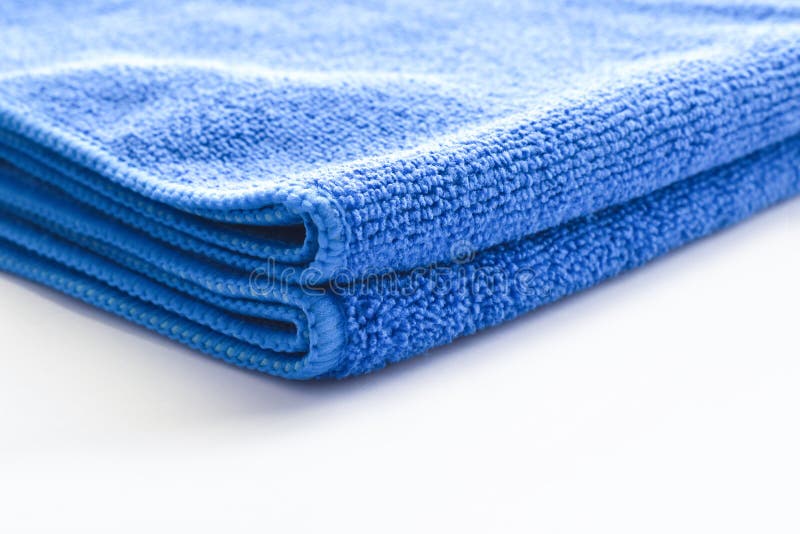 Blue Microfiber Cloth on White Background. Stock Image - Image of ...