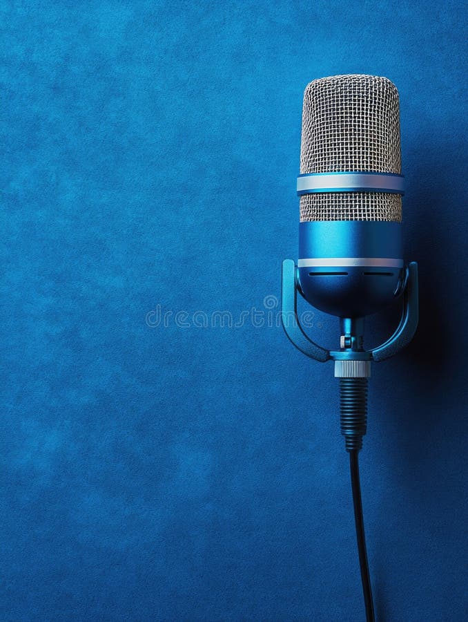 Blue microphone with cord stock image. Image of event - 382194635