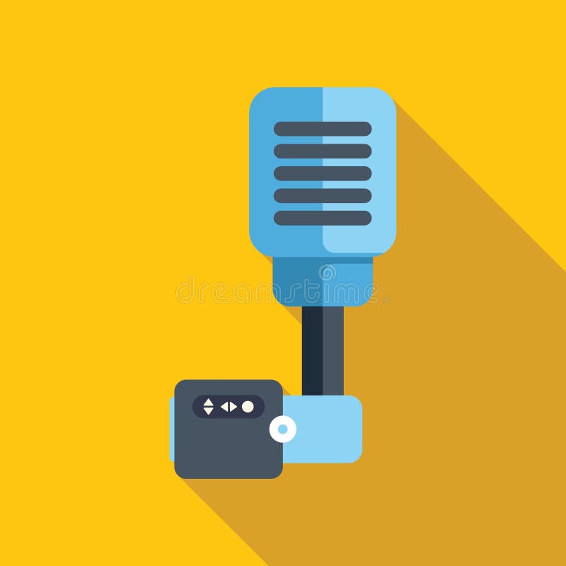 Blue Microphone Recording Audio with Soundcard on Yellow Background ...