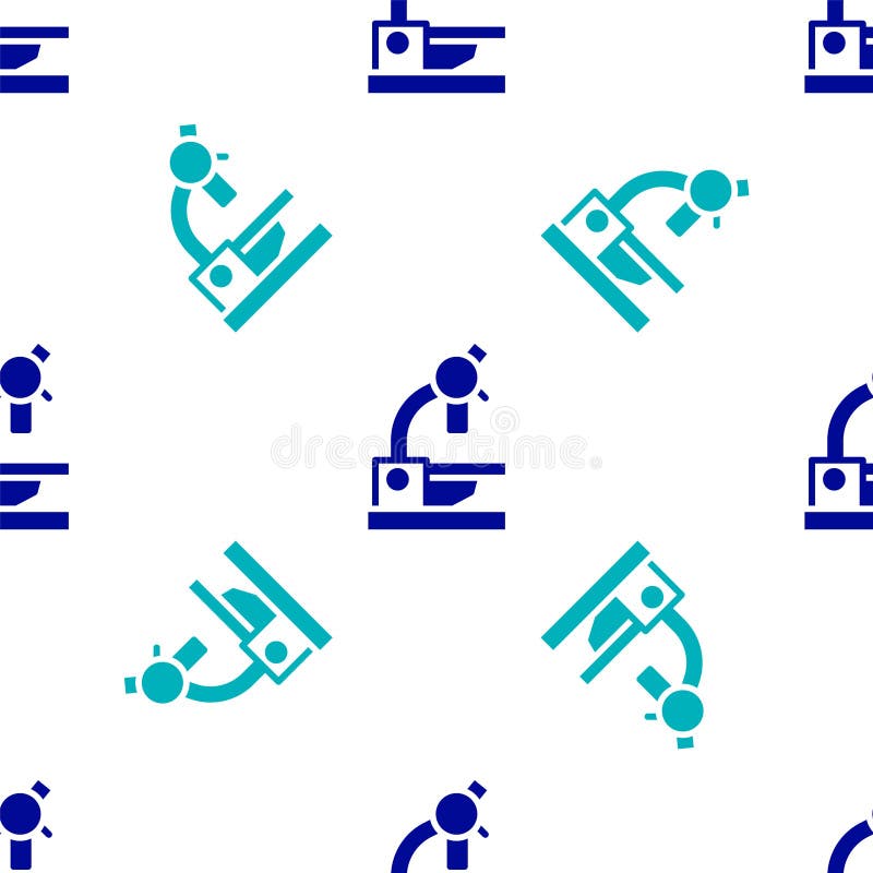 Blue Microscope Icon Isolated Seamless Pattern on White Background ...