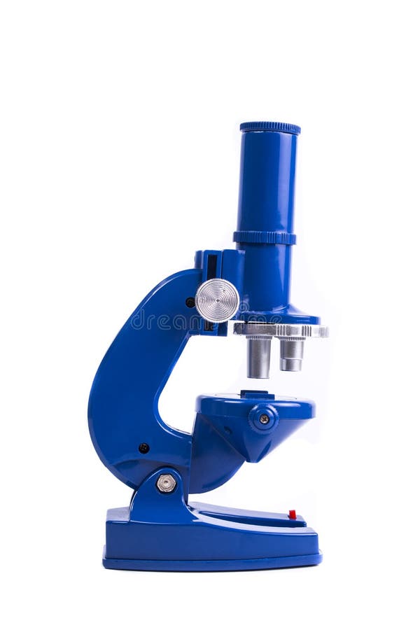 Blue Microscope Isolated on White Background Stock Photo - Image of ...