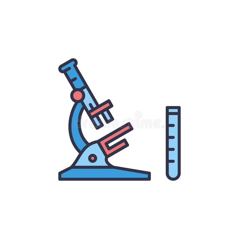Blue Microscope and Test Tube Vector Concept Colored Icon Stock Vector ...