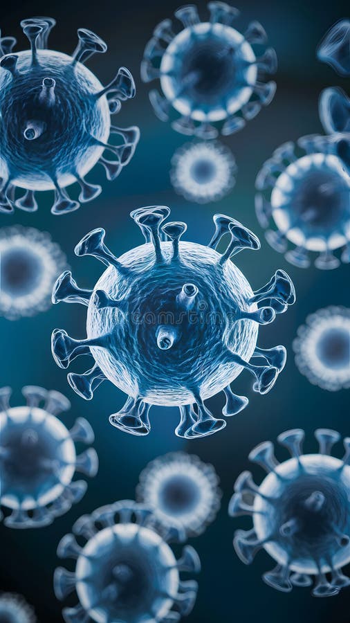 Blue Microscopic Entities with Protruding Structures Resembling ...