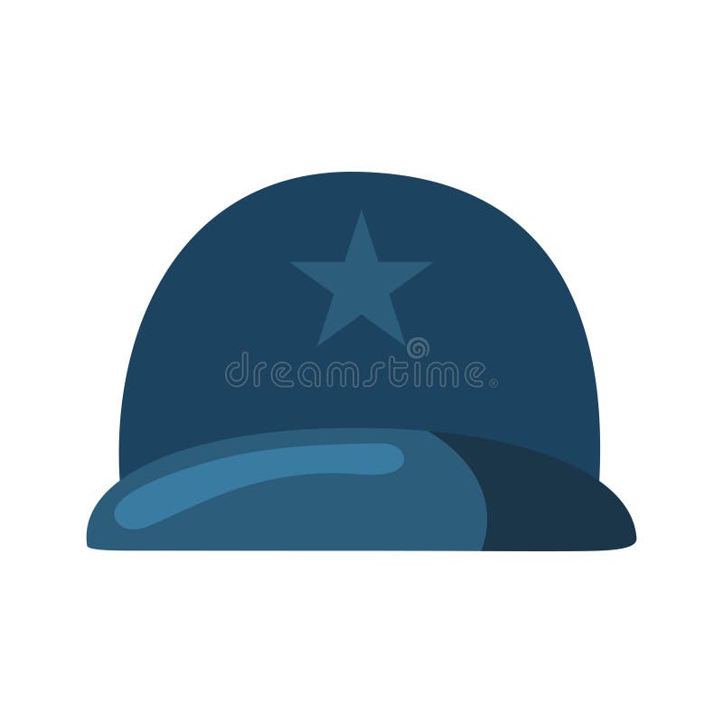 Blue Military Helmet with a Star in Flat Design Vector Stock Vector ...