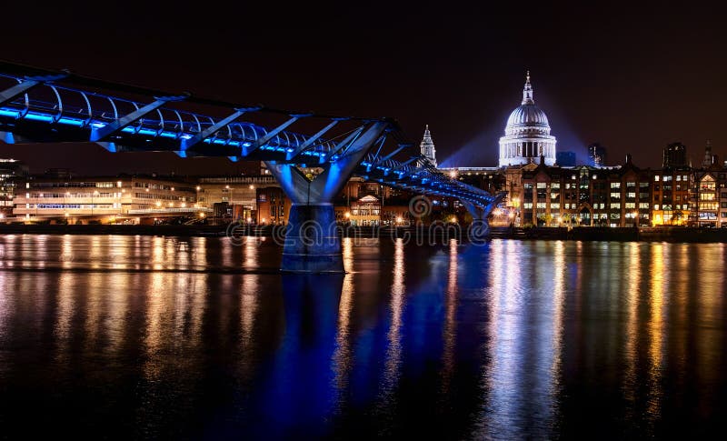 Blue millenium bridge editorial image. Image of cathedral - 88528680