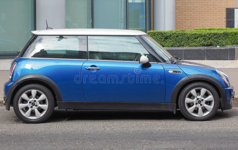Blue Mini car in Belfast editorial stock photo. Image of european ...