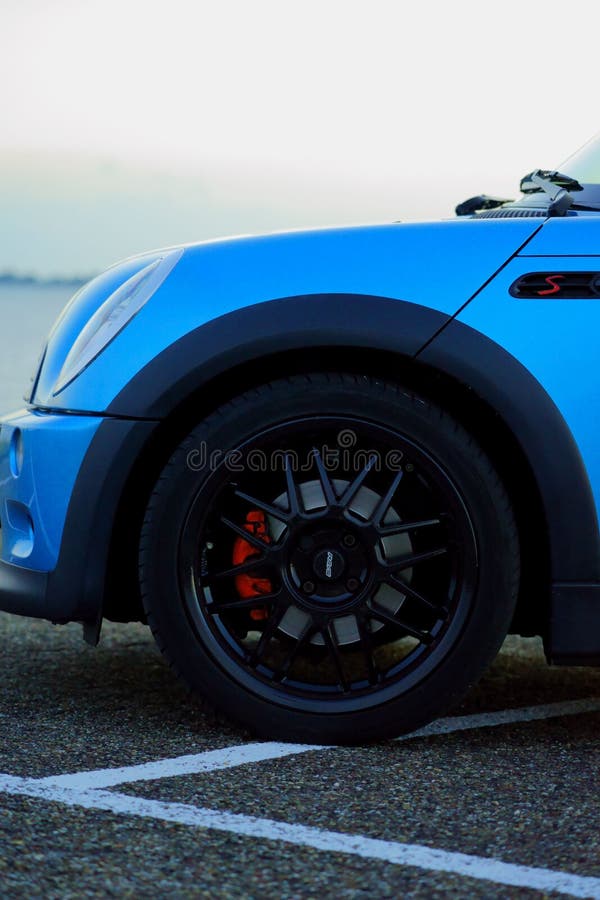Blue Mini Cooper S R53 Side View and Rim of the Car Editorial Image ...