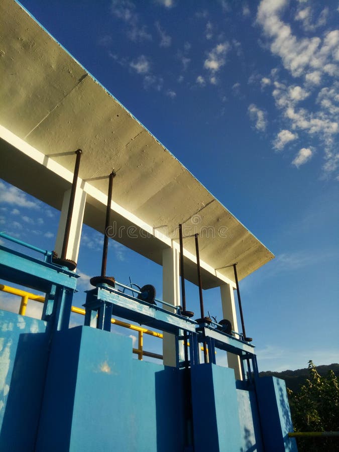 Blue Mini Sluice Building on the Lake Stock Photo - Image of dutch ...