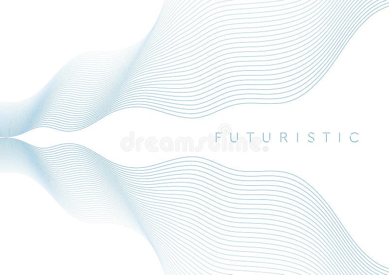 Blue Minimal Wavy Lines Abstract Futuristic Tech Background Stock Image ...