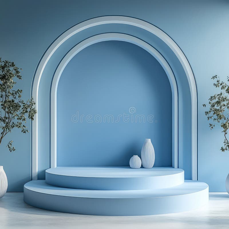 Blue Minimalist Podium for Product Display with Modern Design on a ...