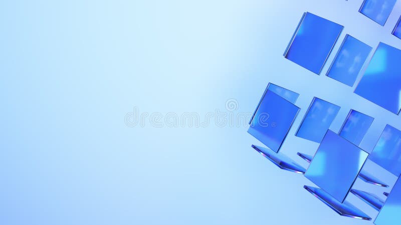 Blue Minimalist Translucent Cube of Glass Blocks Rotate on Light Blue ...