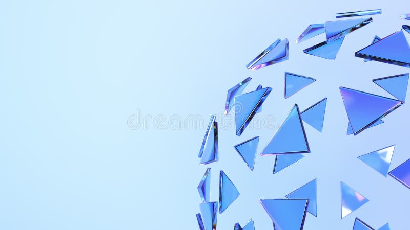 Blue Minimalist Translucent Sphere of Glass Blocks Rotate on Light Blue ...