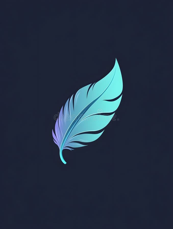 Blue Minimalistic Soft Simple Feather Icon Logosymbol Stock ...