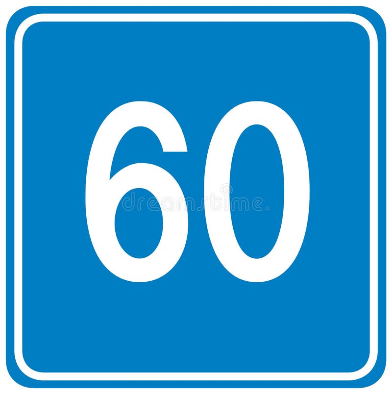 Blue Minimum Speed Limit 60 Road Sign Isolated on Transparent ...
