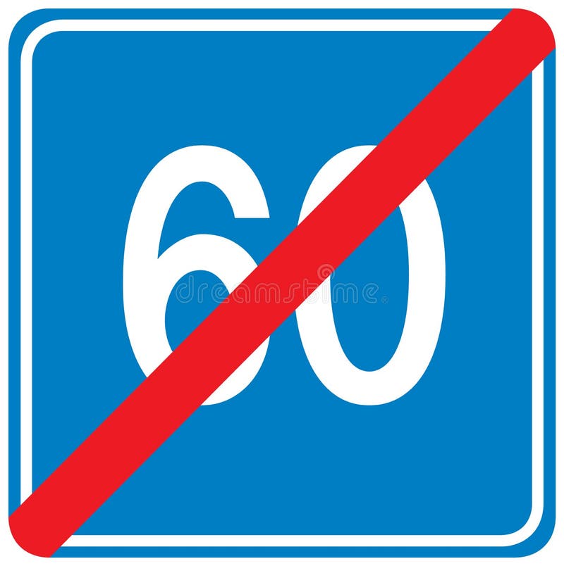 Blue Minimum Speed Limit 60 Road Sign Isolated on White Background ...