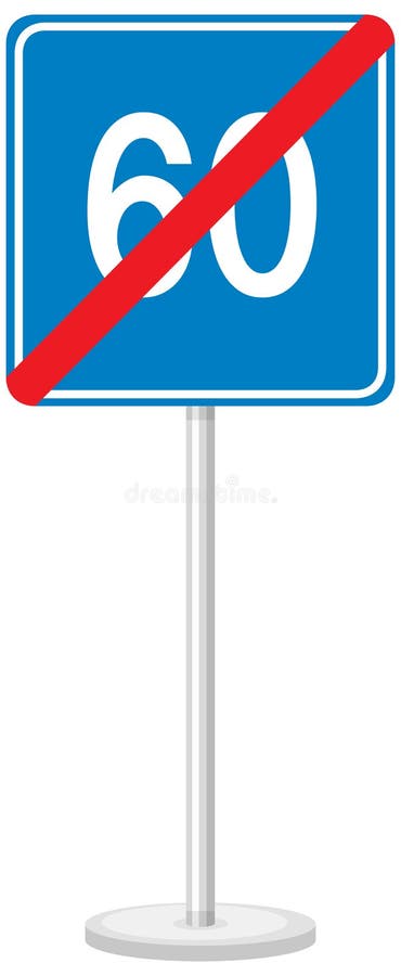 Blue Minimum Speed Limit 60 Road Sign Isolated on White Background ...