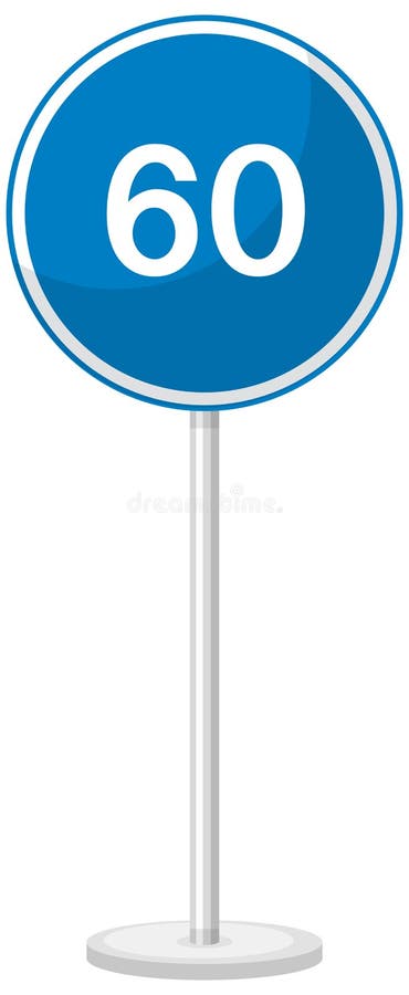 Blue Minimum Speed Limit 60 Road Sign Isolated on White Background ...