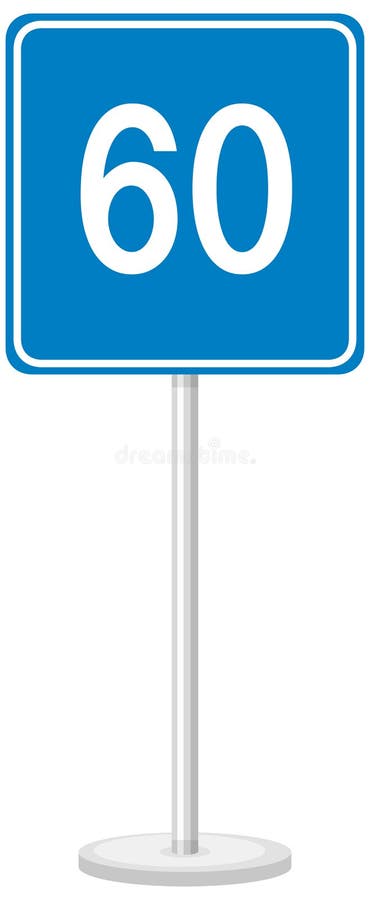 Blue Minimum Speed Limit 60 Road Sign Isolated on White Background ...