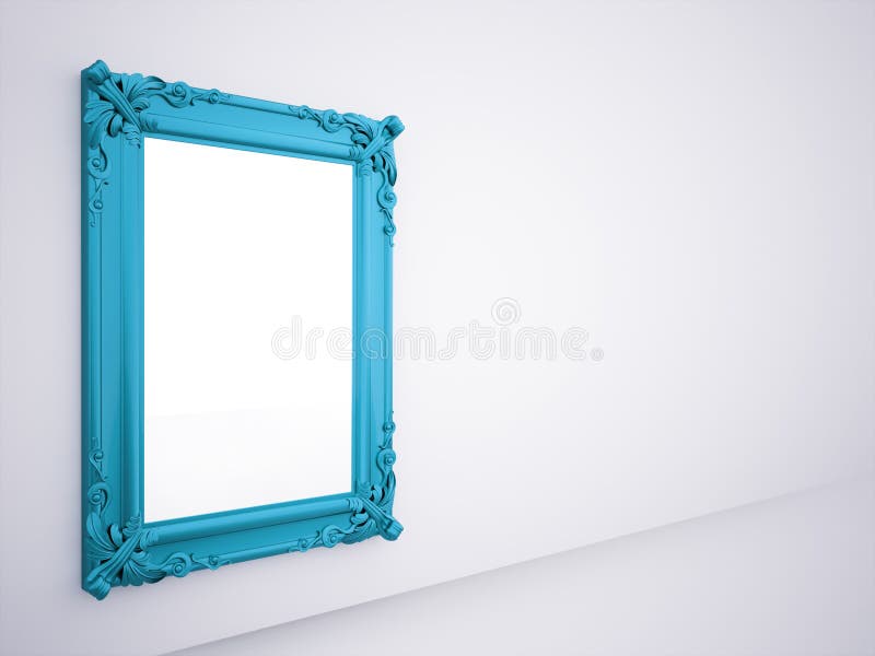 Blue mirror frame rendered stock illustration. Illustration of blank ...