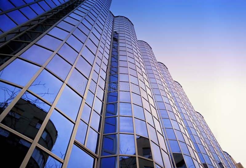 Blue mirror glass facade stock photo. Image of building - 84797450