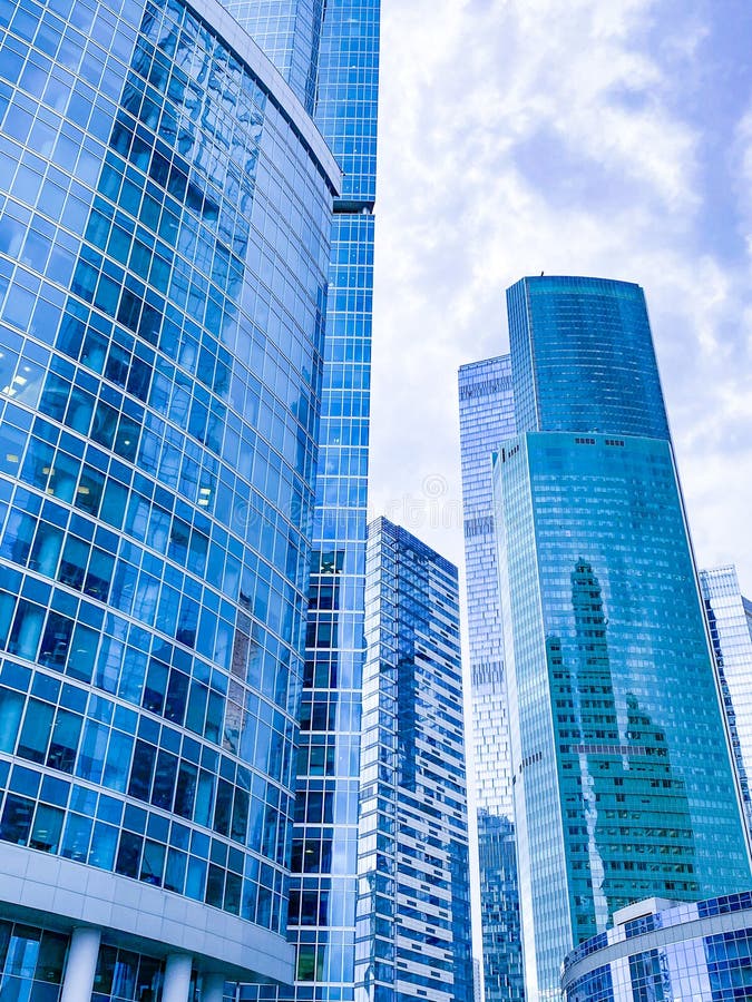 Blue Mirror Glass Building, Exterior Building Stock Photo - Image of ...