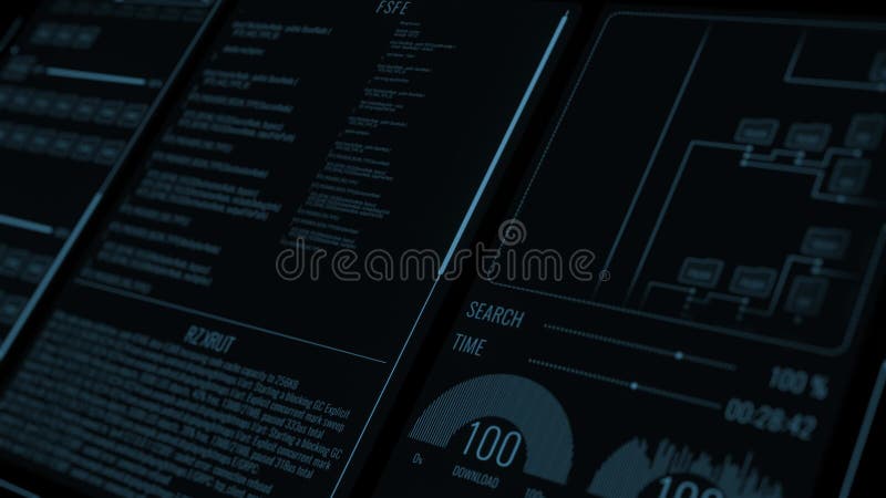 Perspective Blue Mission Control Center Monitor with Indicators and ...