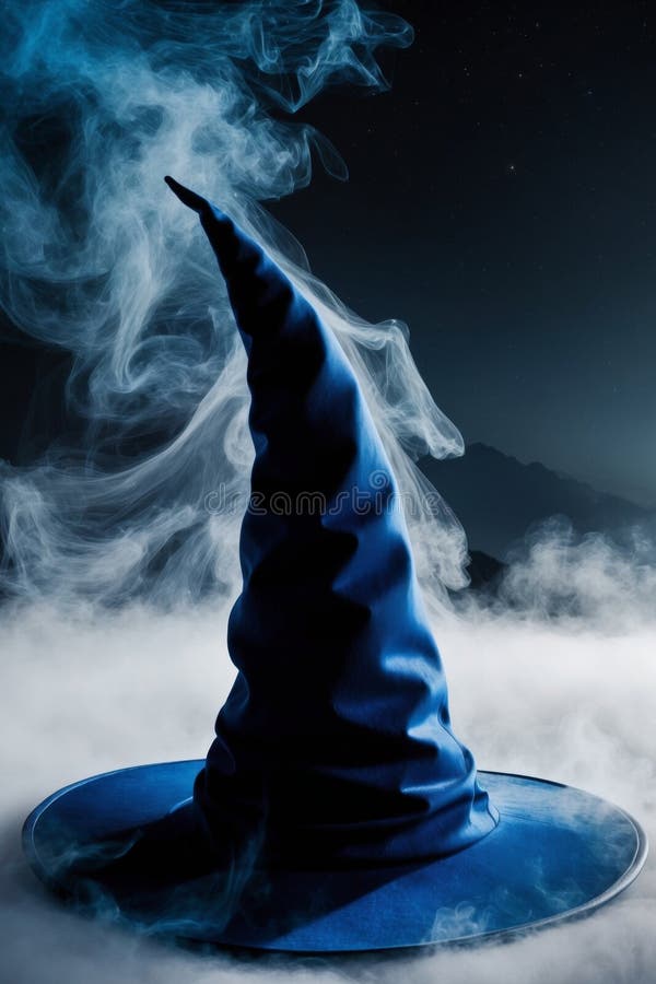 Blue Mist Surrounds a Magical Witch S Hat in the Night. Stock Image ...