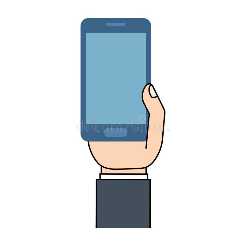 Blue mobile phone in hand stock illustration. Illustration of lifestyle ...