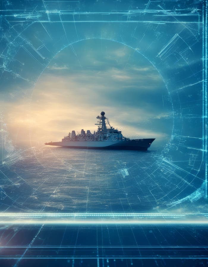 Blue Modern Abstract Ship Radar Background Digital Screen Round Sonar ...