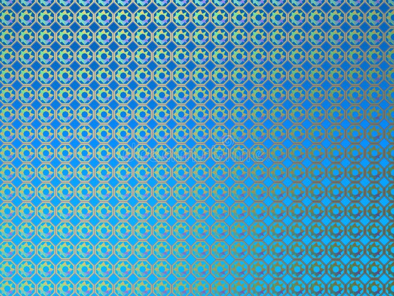 Blue Tech Modern Arabic Pattern with Blue Squares Stock Illustration ...
