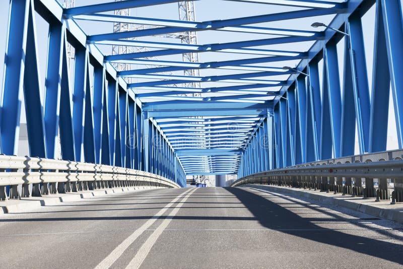 Modern Bridge Construction and Road Going through the Bridge Stock ...
